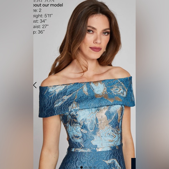 Teri Jon | Dresses | Large Floral Pattern Jacquard Off The Shoulder ...